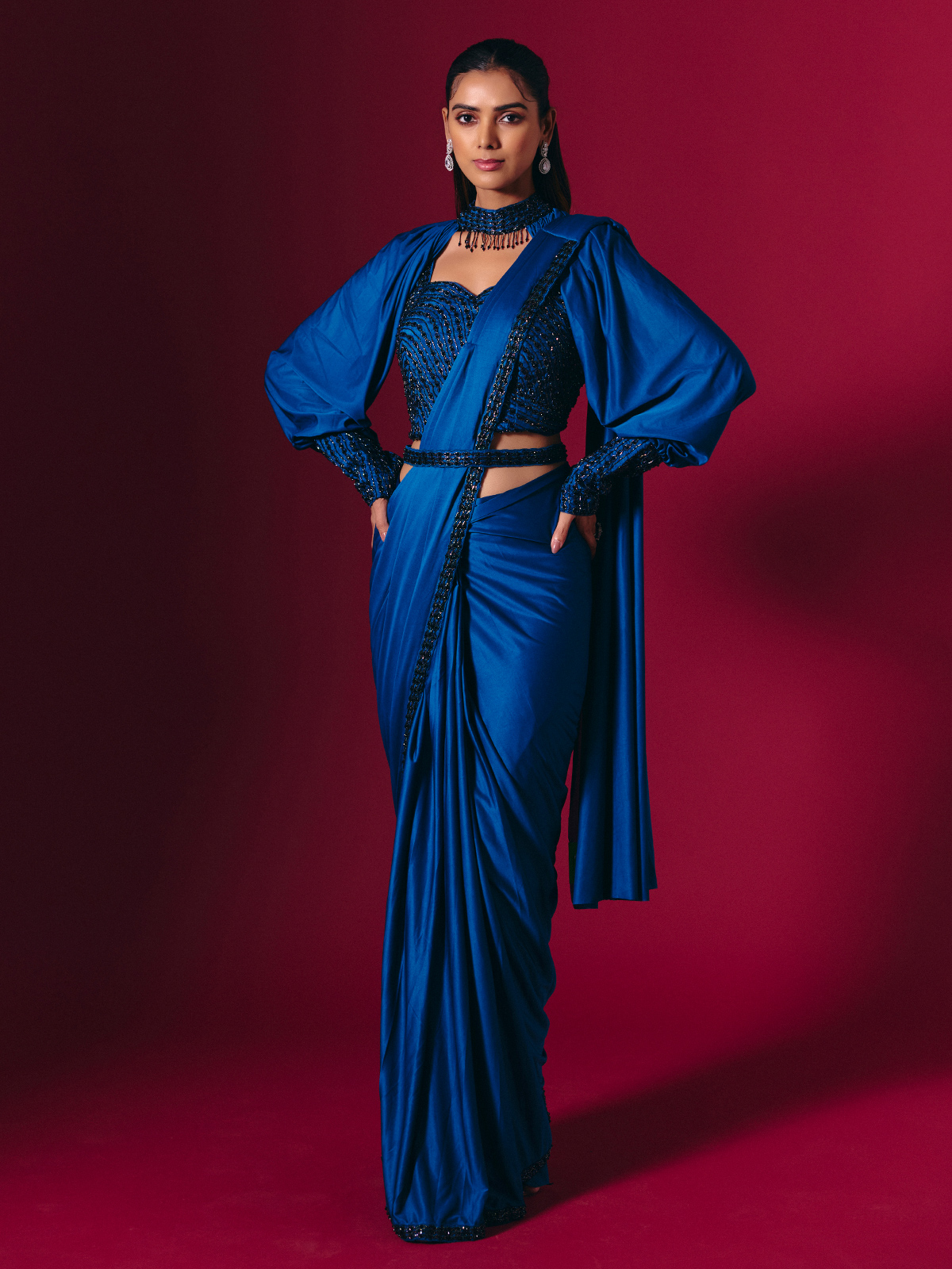 blue saree uk